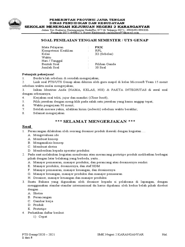 PTS PKK Xi RPL | PDF