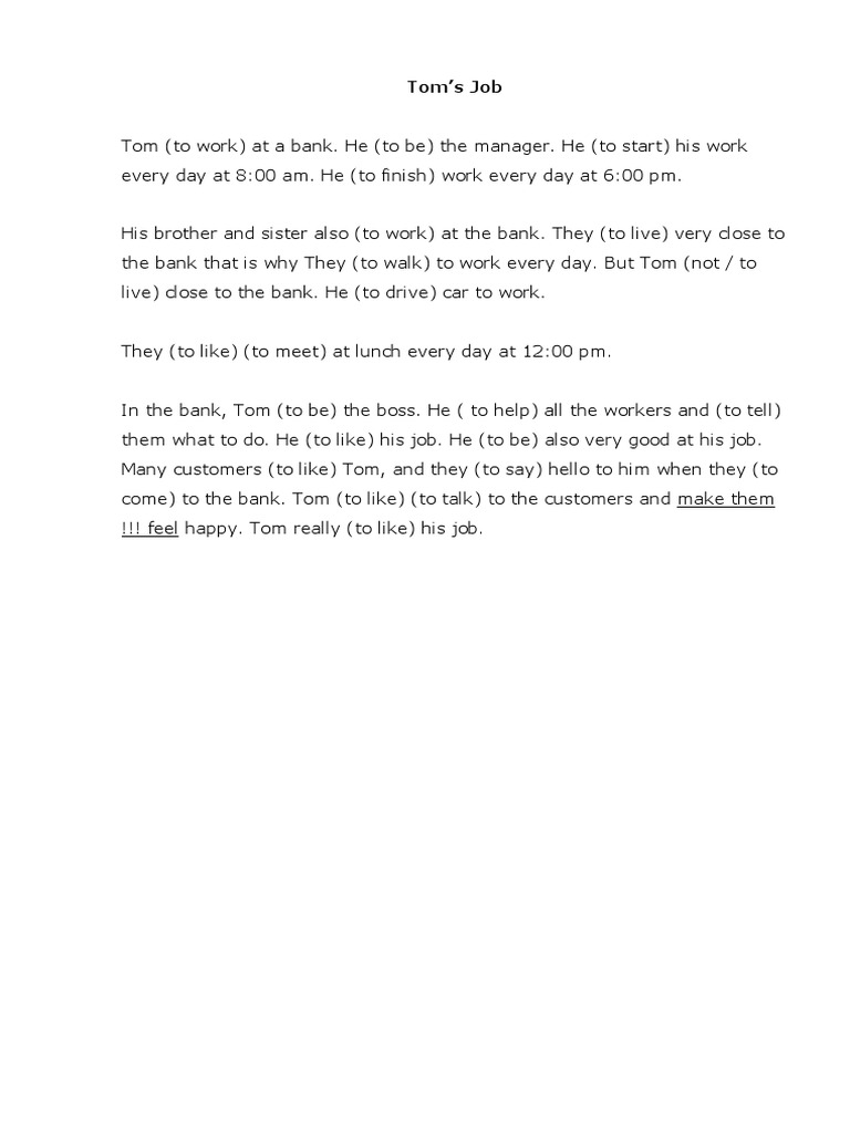 Tom's Job | PDF