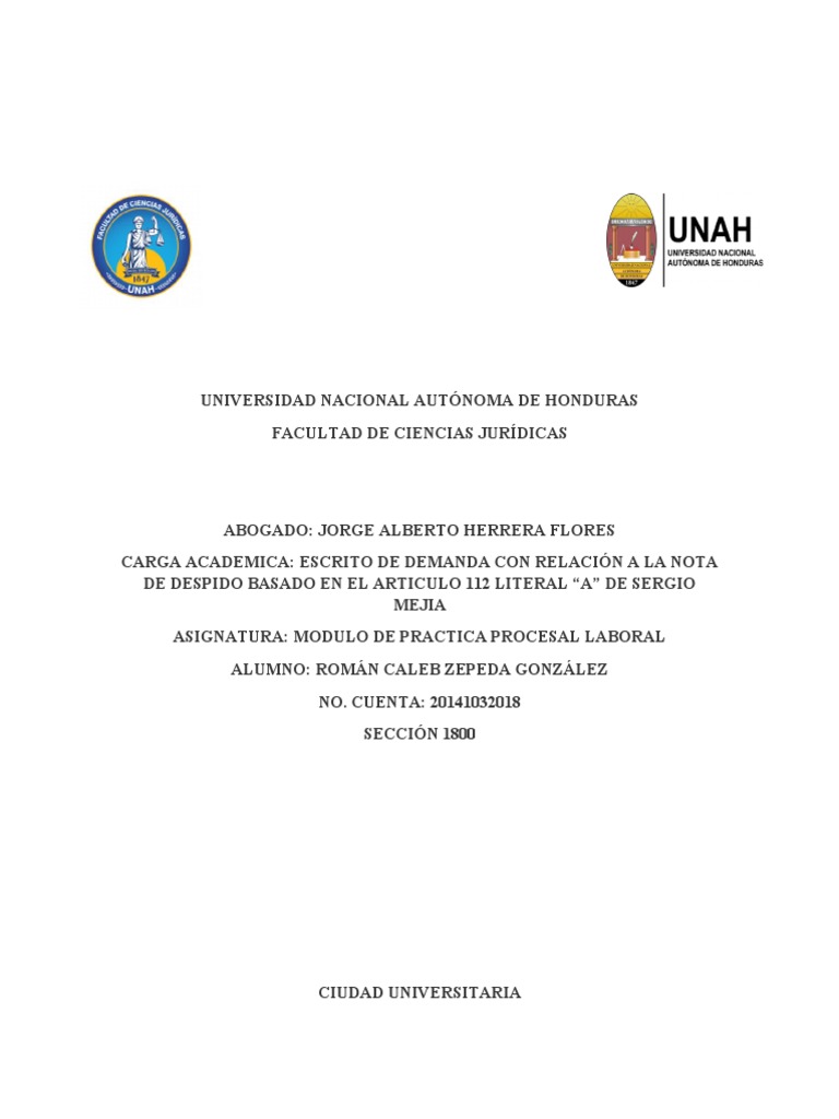 Demanda Laboral Roman Zepeda | PDF | Demanda judicial | Honduras