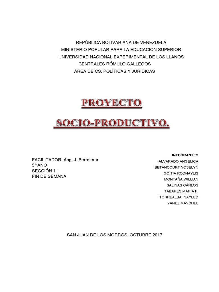 PROYECTO SOCIO - PRODUCTIVO - Docx22 | PDF | Cooperativa | Sustentabilidad