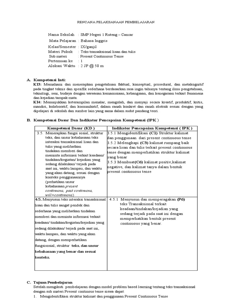 RPP KLS 9 KD 3.5&4.5 Tarsisius A. Dambot | PDF