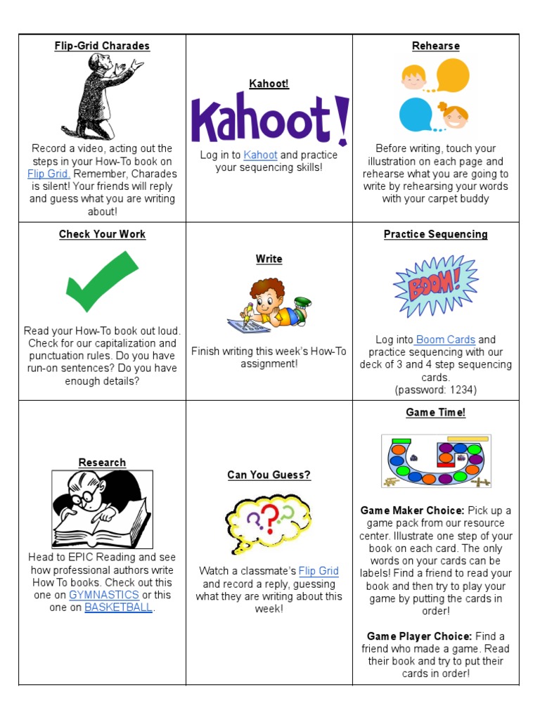 1st Grade Writing Tic-Tac-Toe | PDF