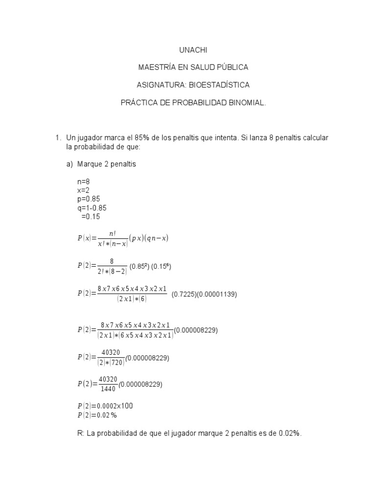 Taller de Probabilidad Binomial | PDF