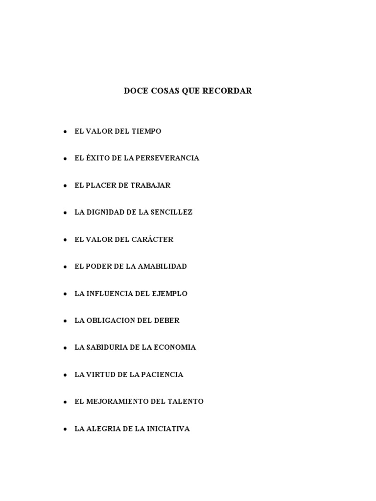 Doce Cosas Que Recordar | PDF | Poesía