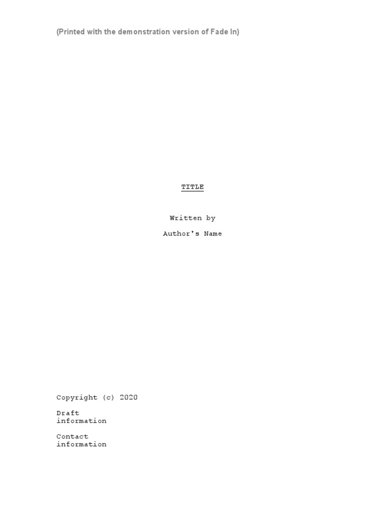 (Printed With The Demonstration Version of Fade In) : Title | PDF