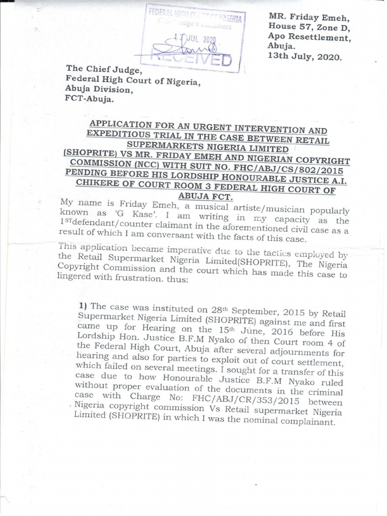 Application For An Urgent Intervention | PDF