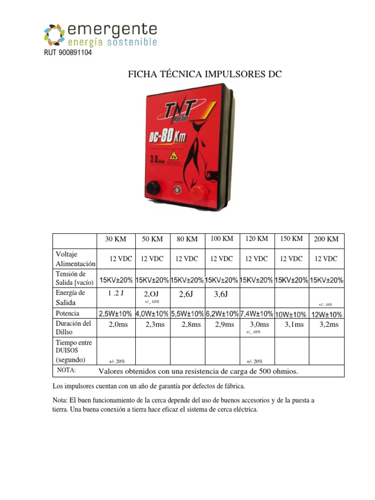 Ficha Técnica Impulsor | PDF | voltaje | Electromagnetismo