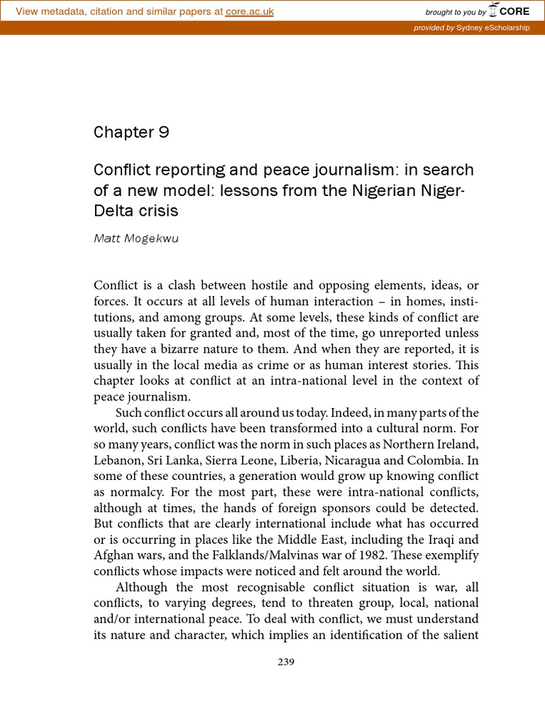 Conflict Reporting and Peace Journalism: in Search of A New Model ...
