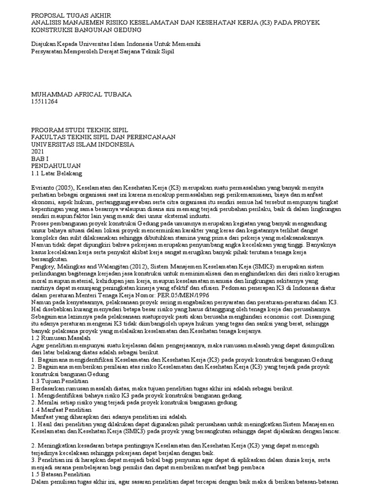 Analisis K3 pada Proyek Konstruksi | PDF | Teknologi & Rekayasa