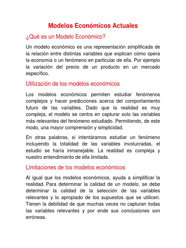 Modelos Económicos Actuales | PDF
