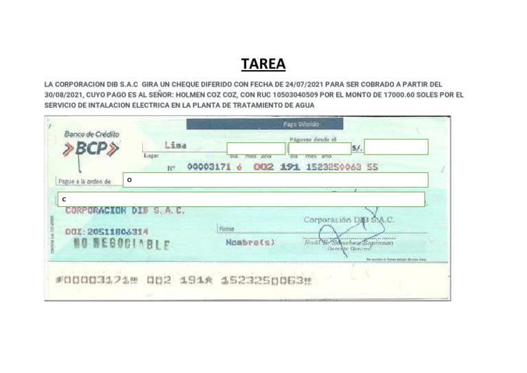 Modelo de Cheque | PDF