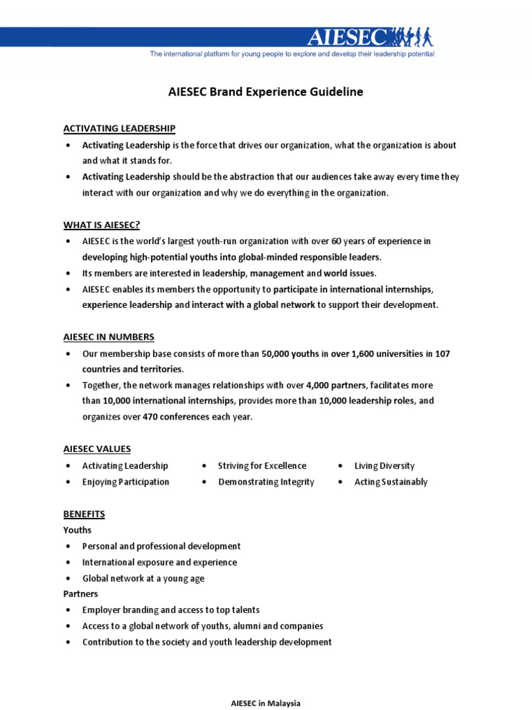 AIESEC Brand Experience Guideline | PDF