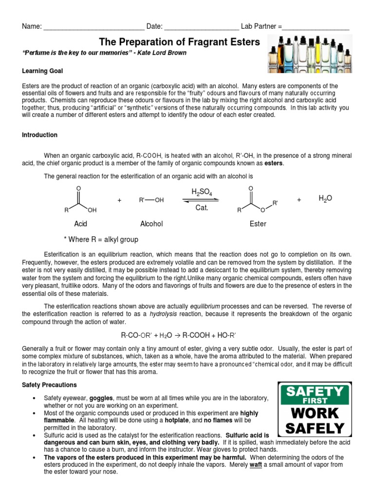 The Preparation of Fragrant Esters Lab | PDF | Ester | Alcohol