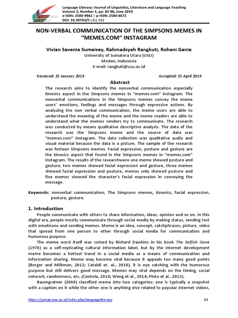 Non-Verbal Communication of The Simpsons Memes In: Vivian Savenia ...