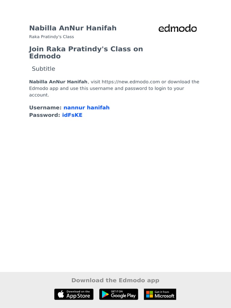 Nabilla Annur Hanifah Join Raka Pratindy'S Class On Edmodo: Subtitle | PDF