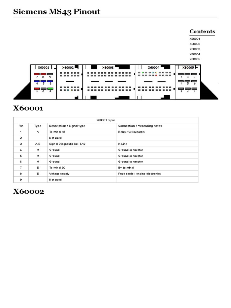 Siemens MS43 Pinout | PDF | Throttle | Fuel Injection