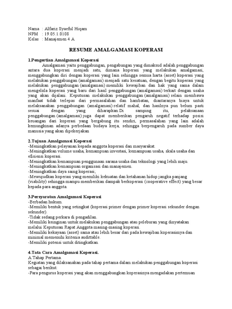 Resume Koperasi Encep.k | PDF