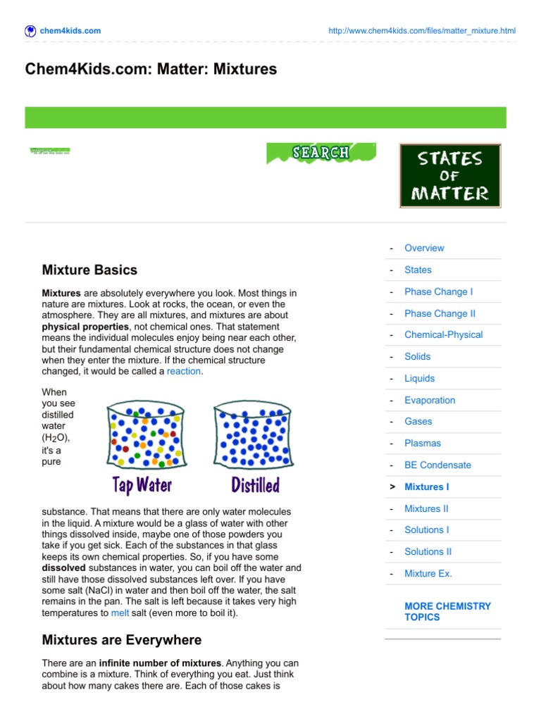 Mixture Notes | PDF | Mixture | Chemistry