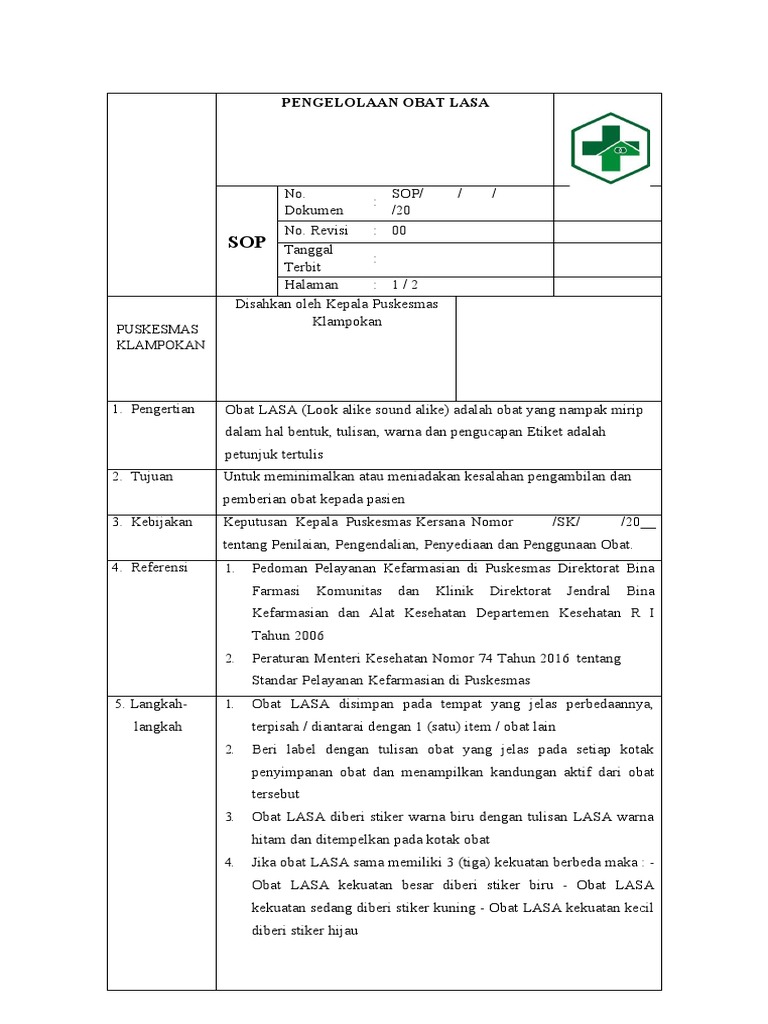 Pengelolaan Obat LASA di Puskesmas | PDF