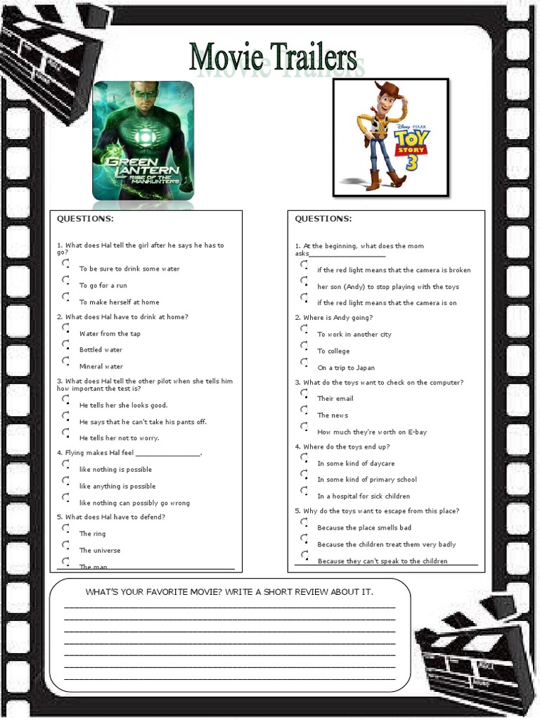 Movie Trailers Worksheet | PDF
