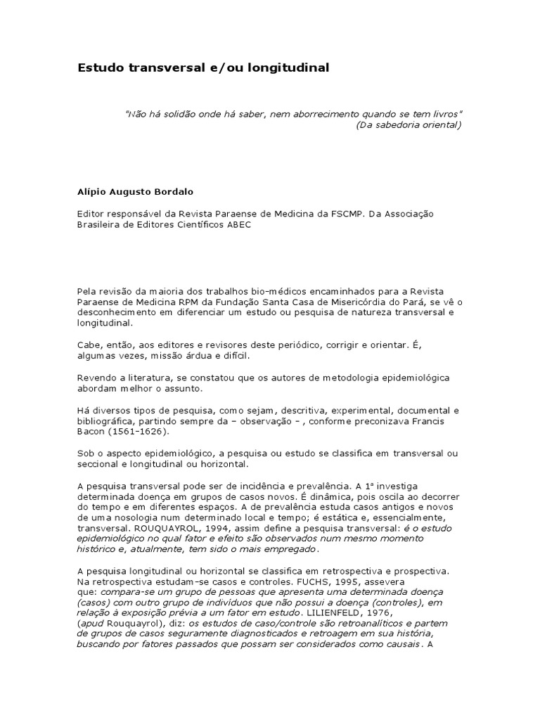 Estudo Transversal e | PDF | Epidemiologia | Science