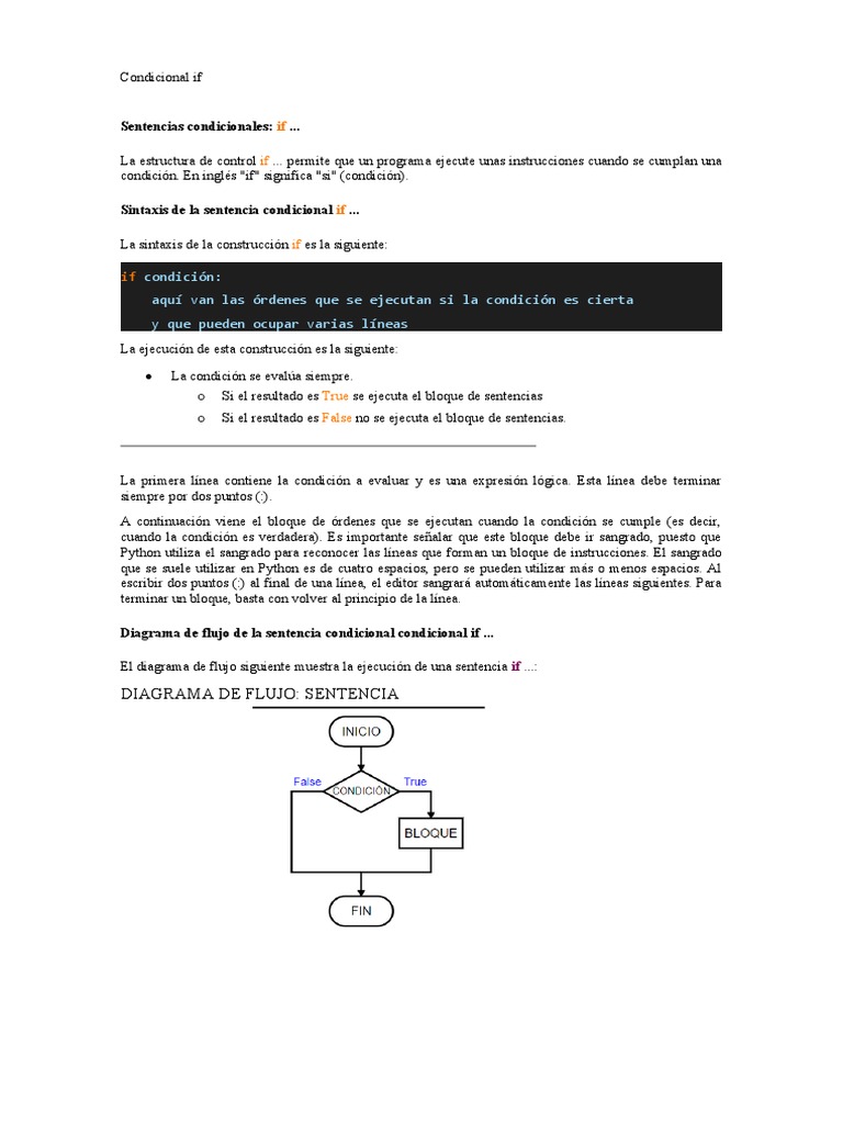 Condicional If | PDF | Python (lenguaje de programación) | Flujo de control