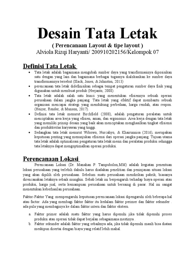Desain Tata Letak - Alviola Rizqi H - 200910202156 - Kel 07 | PDF