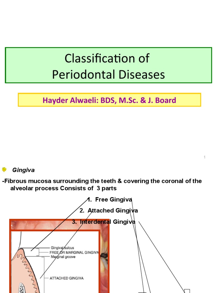 Classification of Periodontal Diseases: Hayder Alwaeli: BDS, M.Sc. & J ...
