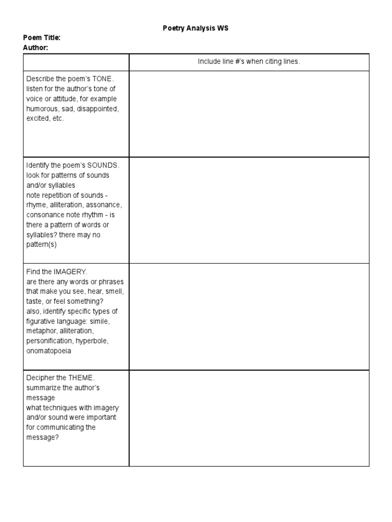 Poetry Analysis WS 2020 | PDF