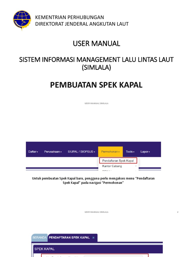 Panduan Pembuatan Spek Kapal SIMLALA | PDF