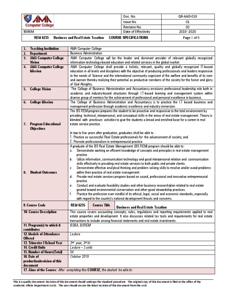 Business and Real Estate Taxation Course | PDF | Taxes | Property ...