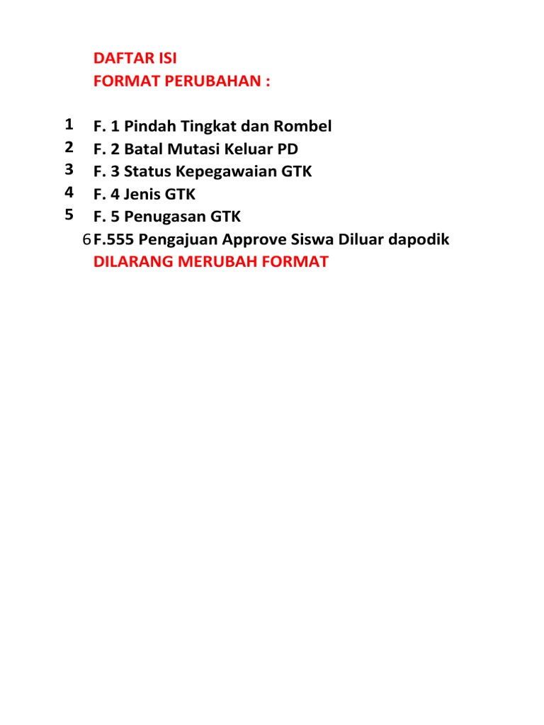 Format Perubahan Data Dapodik 2021 | PDF