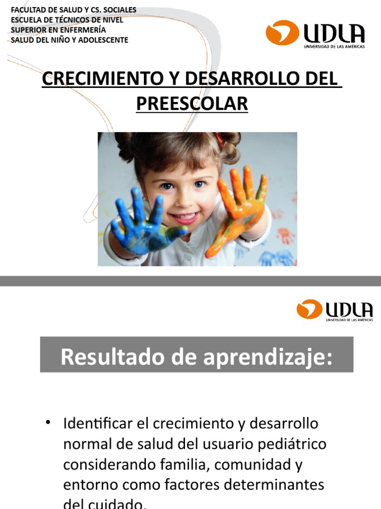 Crecimiento Y Desarrollo Del Preescolar 2021 Pptx Pdf Educación De