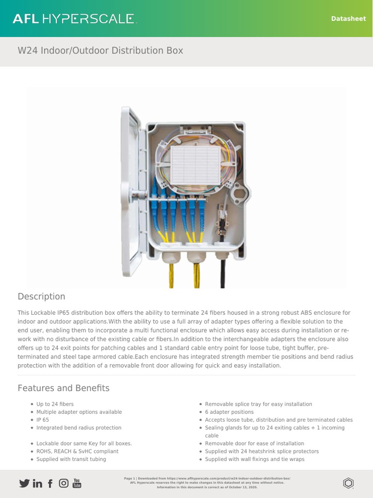 W24 Indoor/Outdoor Distribution Box: Description | PDF | Computer ...