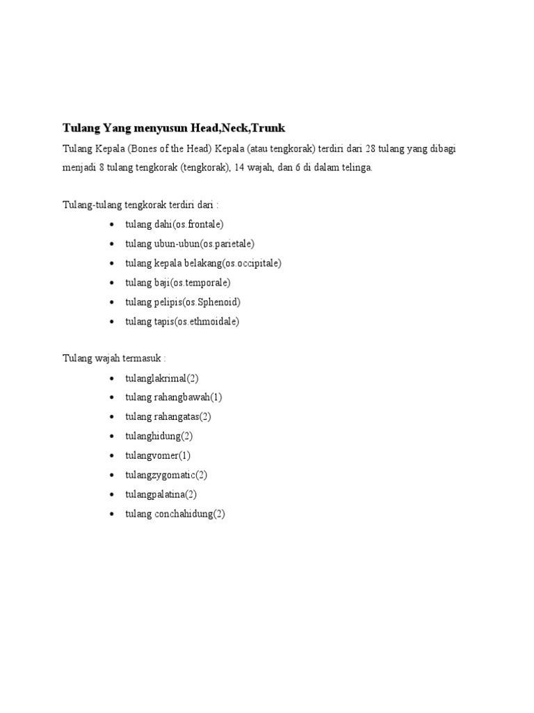 Anatomi Head, Neck, Trunk | PDF