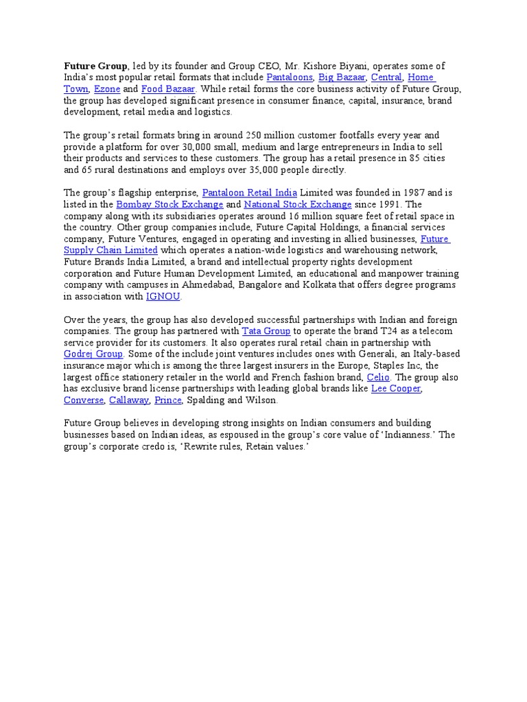 Overview of Future Group Brands | PDF