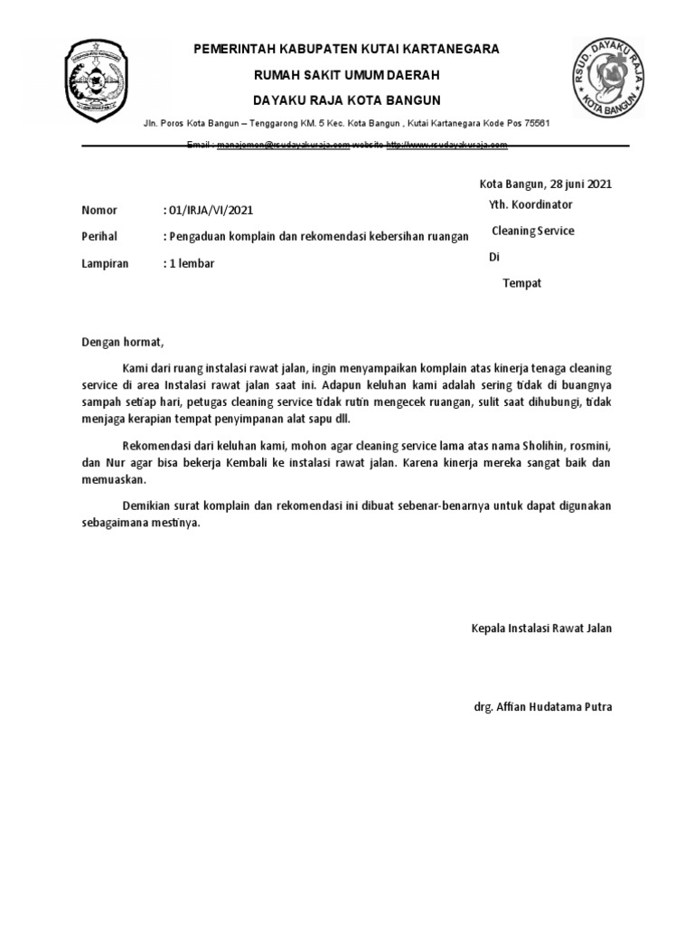 Surat Komplain CS | PDF