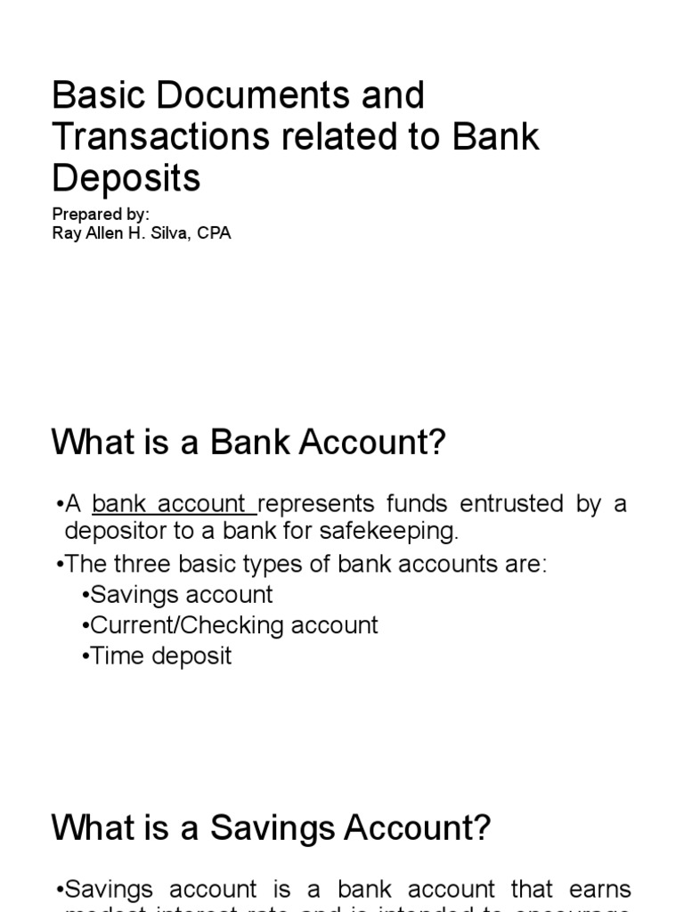 Basic Documents and Transactions Related To Bank Deposits | PDF ...