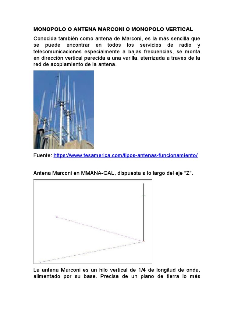 Antena Marconi: Monopolo Vertical Explicado | PDF | Antena (Radio ...
