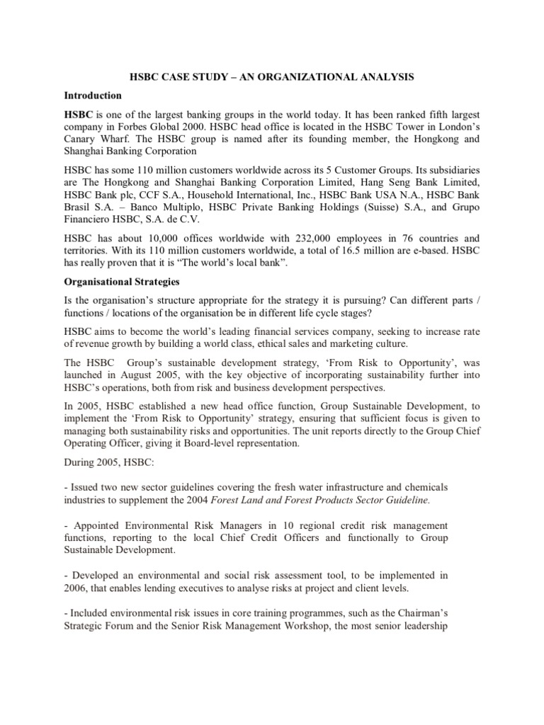 HSBC Case Study | PDF | Hsbc | Corporate Social Responsibility
