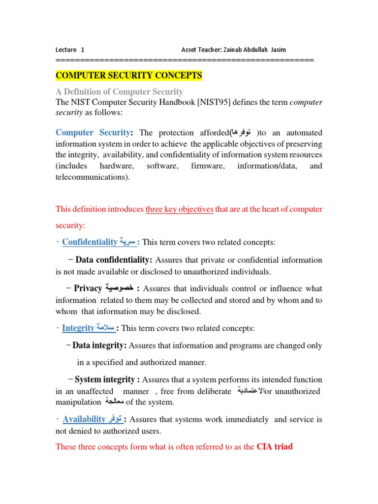 Computer Security Concepts (Inglés) (Artículo) Autor Zainab Abdullah ...