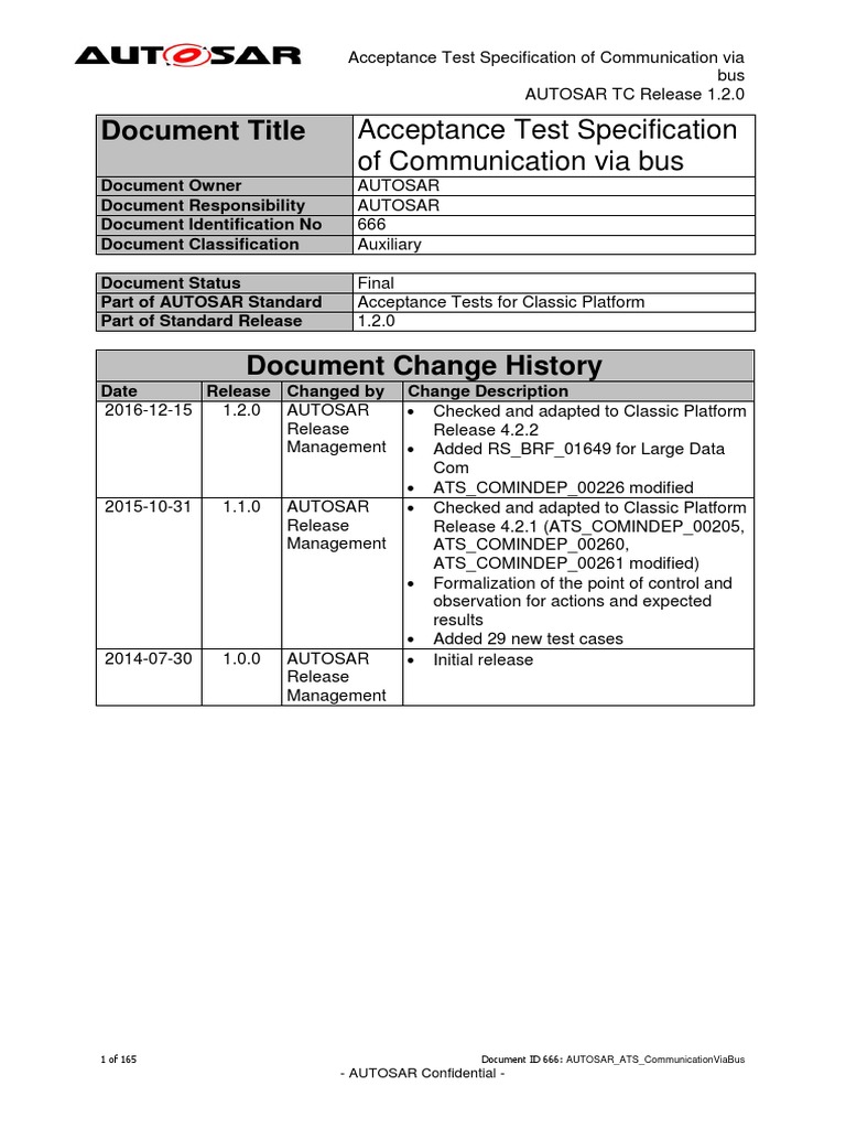 AUTOSAR ATS CommunicationViaBus | PDF | Specification (Technical ...