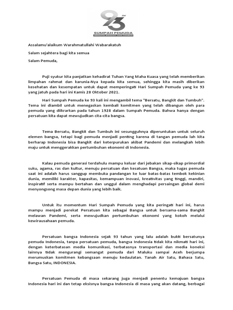 Pidato Sumpah Pemuda | PDF