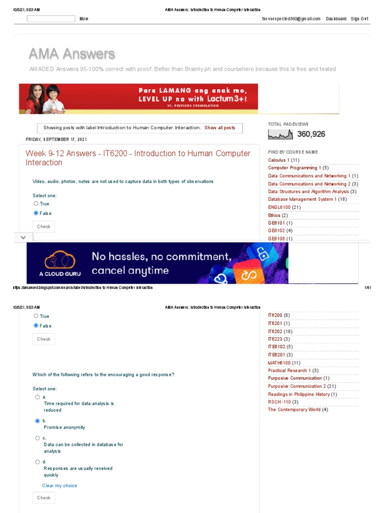 AMA IT6200 Human-Computer Interaction Answers | PDF | Usability | Human ...