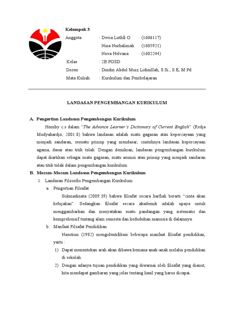 Resume Landasan Pengembangan Kurikulum | PDF