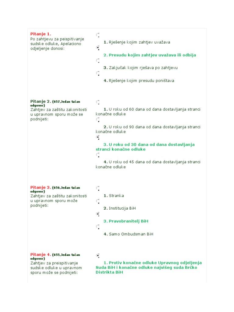 Tačni Odgovori Upravni Postupak I Upravni Spor | PDF