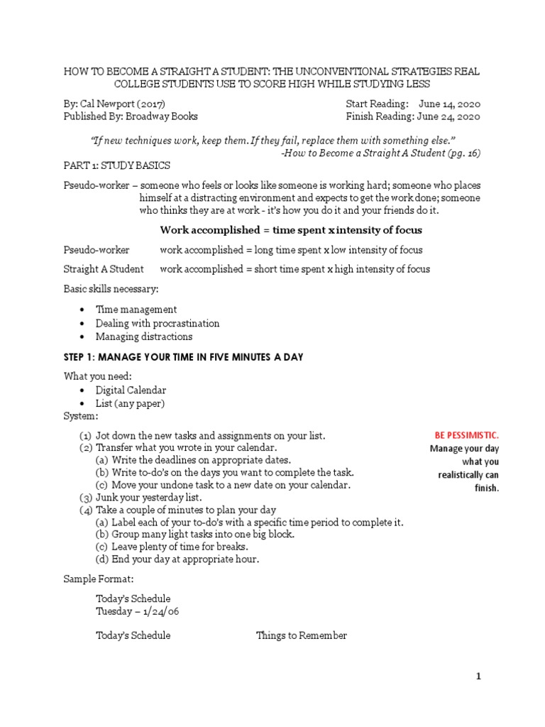 How To Become A Straight A Student Notes Pdf Thesis Test Assessment