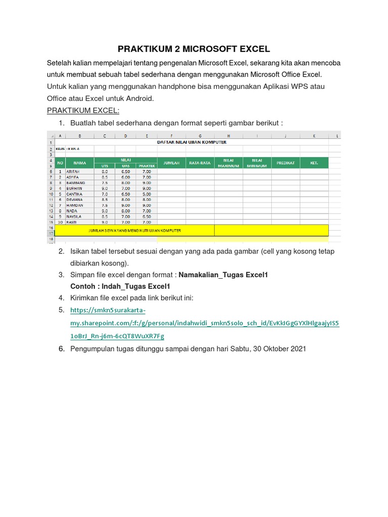 Praktikum Tabel Sederhana Excel | PDF