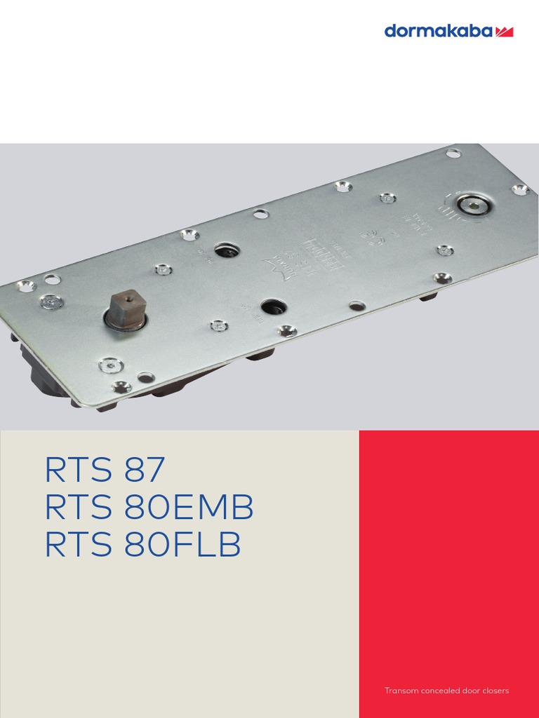 Dormakaba RTS 87 Transom Closer Specs | PDF | Door | Access Control