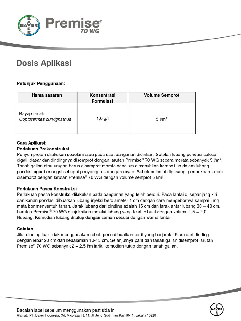 Premise 70 WG-Dosis-Rekomendasi | PDF